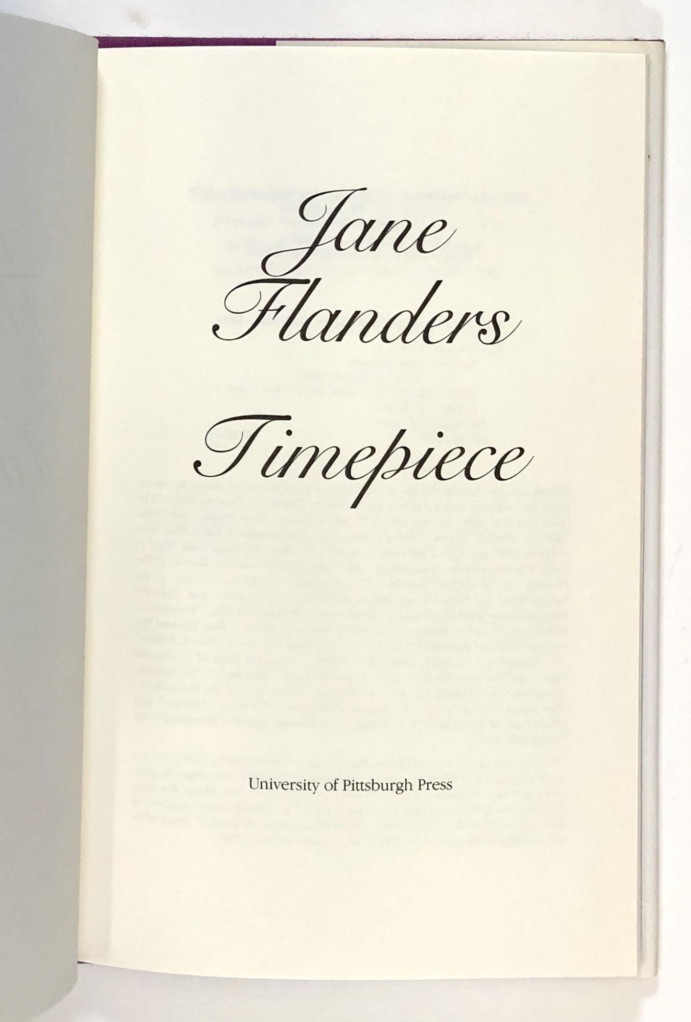 Timepiece | Jane Flanders